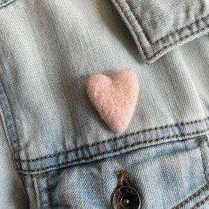 Small Pale Pink Heart Pin - Mother's Day Heart Brooch - Felt Heart ...