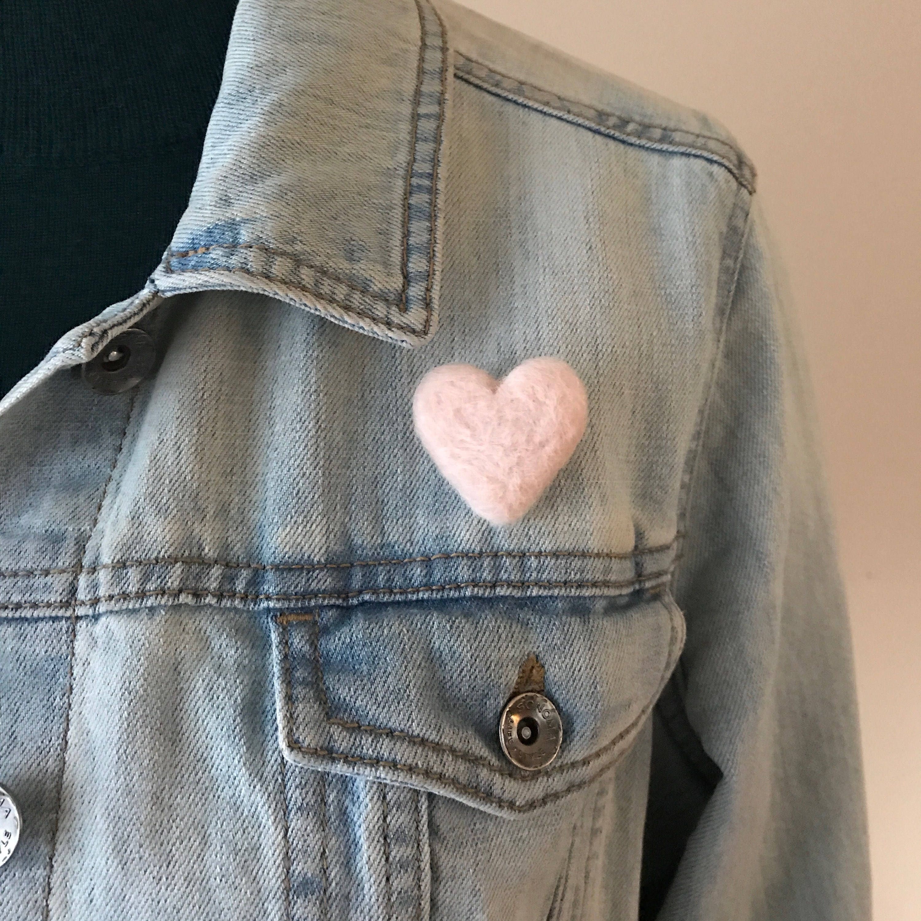 Small Pale Pink Heart Pin - Mother's Day Heart Brooch - Felt Heart ...
