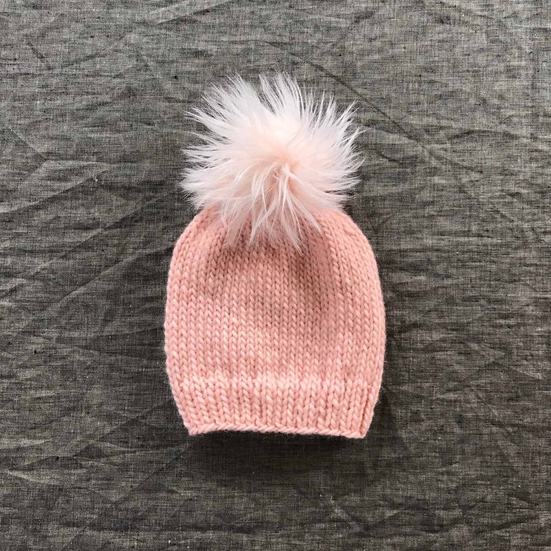Blush Pink Faux Fur Pompom Hat - Baby to Adult Sizes Available - Etsy