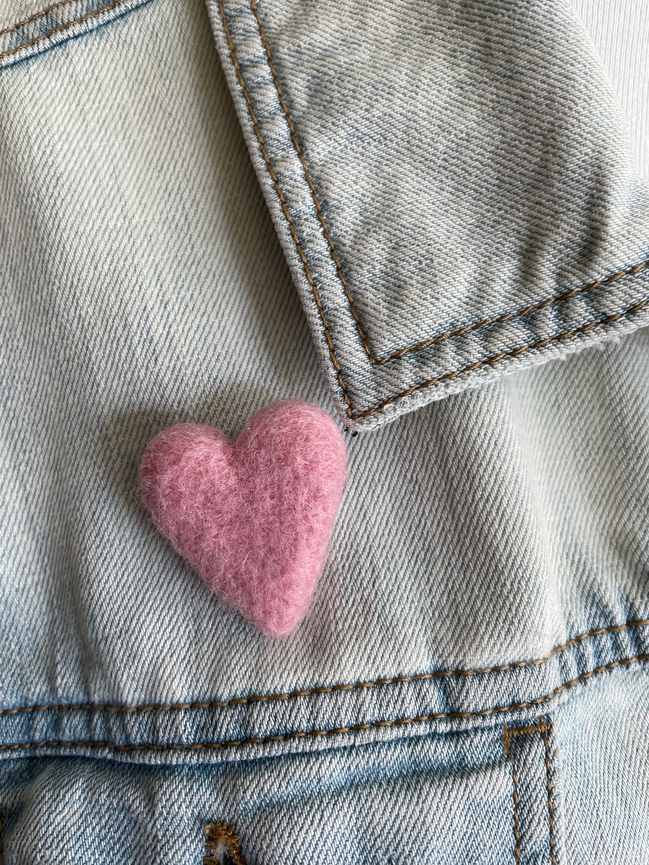 Small Pink Wool Heart Pin – Handmade Felt Brooch - Etsy