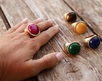 Red stone ring | Etsy