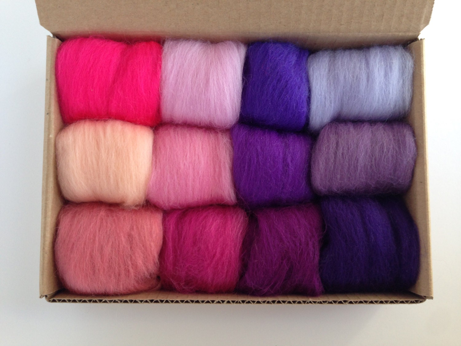 Wool Set Felting/Spinning Wool Top Pink and Purple Tones Set | Etsy