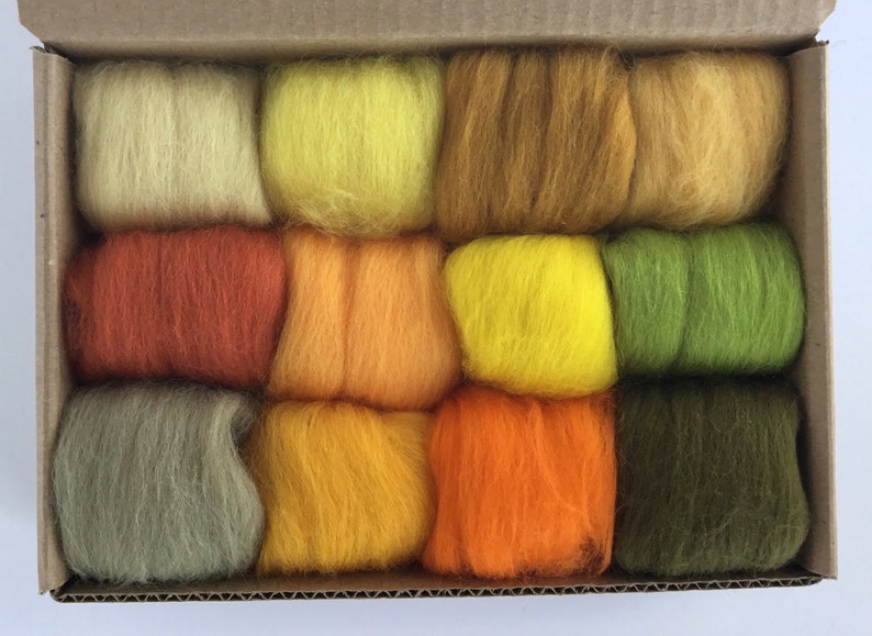 Yellow Wool Set 12 colors of South American Merino Wool | Etsy