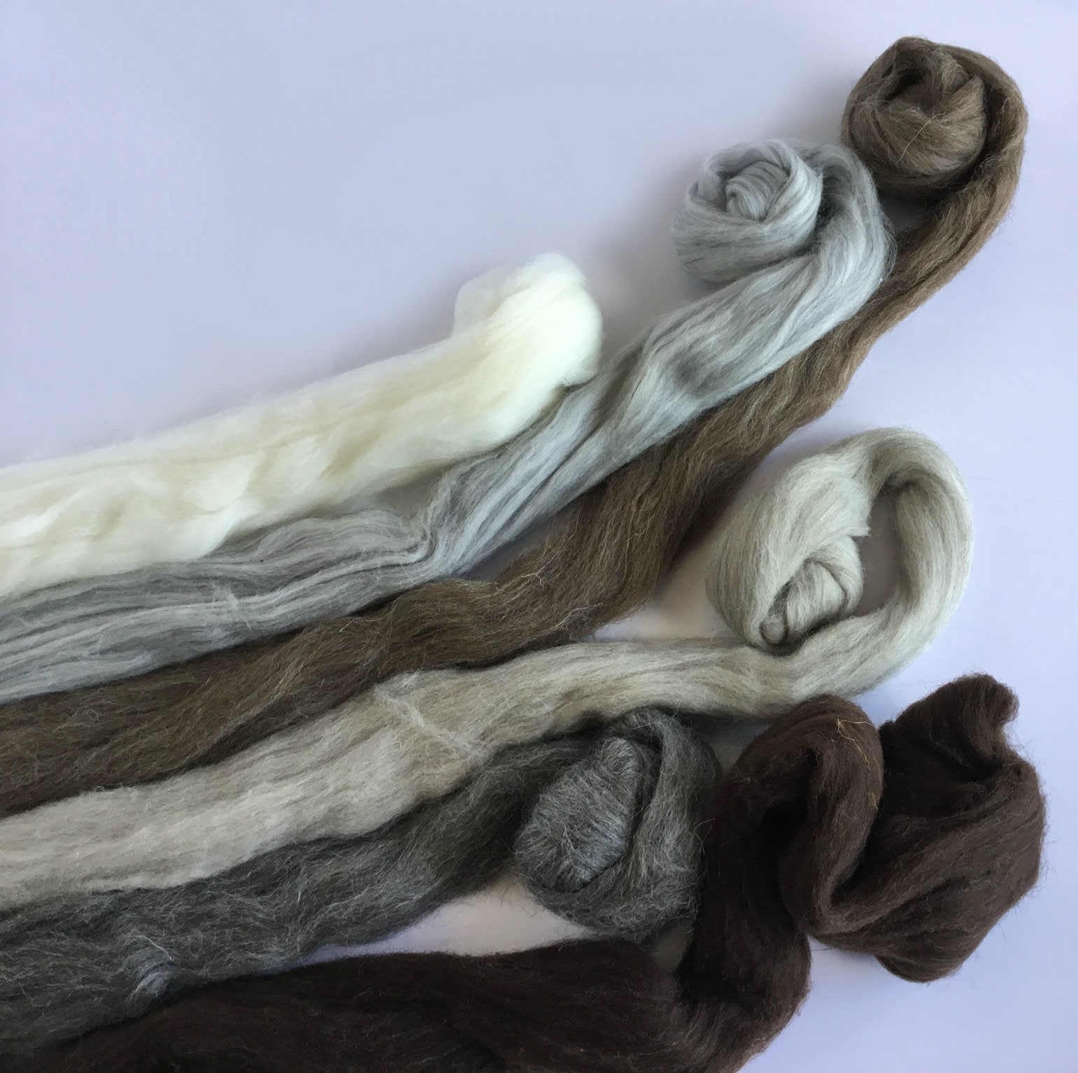 Undyed Roving Natural Wool Set Needle Felting Kit Carded & - Etsy