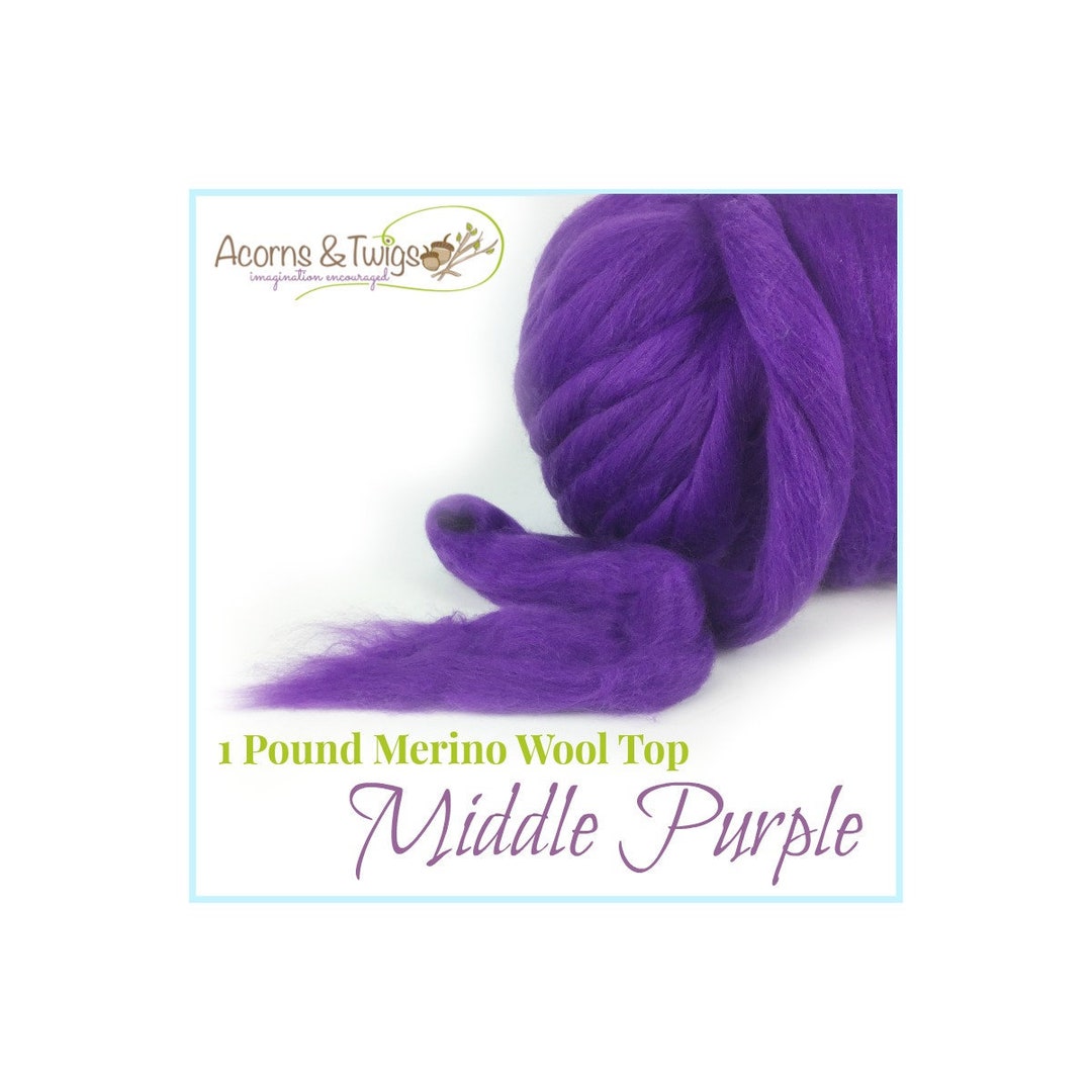 Bulky Yarn, 1 Lbs Purple Merino Wool Top, Spinning Wool, Giant Knitting ...