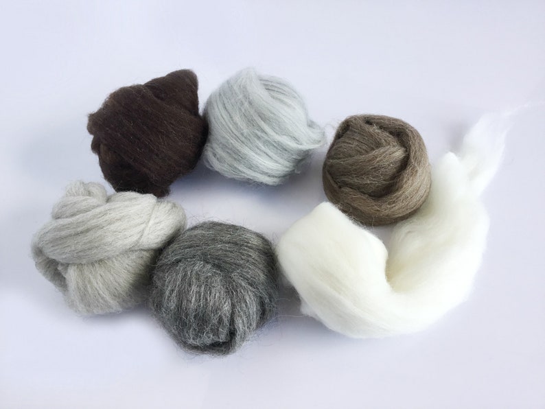 Undyed Roving Natural Wool Set Needle Felting Kit Carded & - Etsy