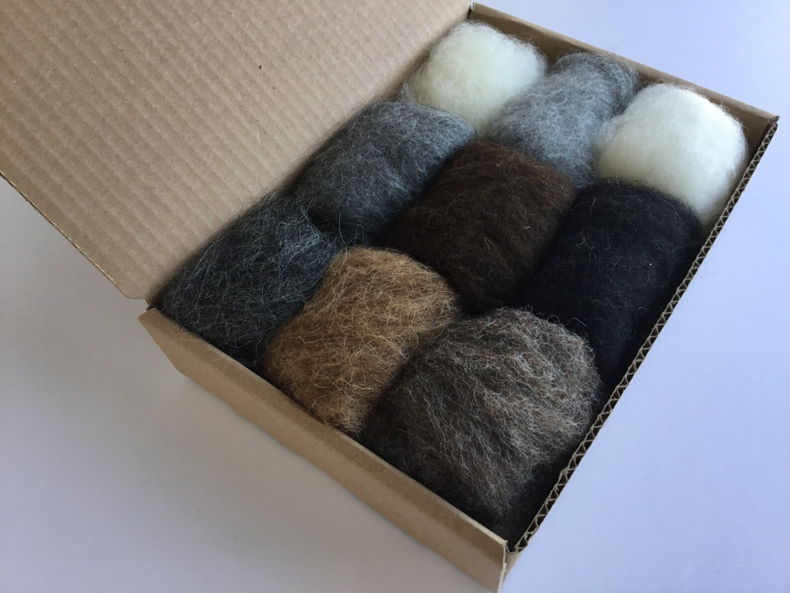 Natural Wool Batt Set 9 Sorts Felting Wool 0.18 oz each/ 1.6 | Etsy