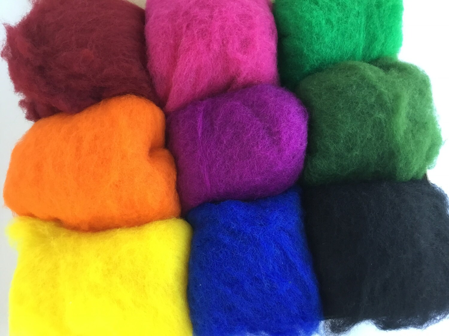 Carded Wool Set Large Intense Colored Wool Batt Set 9 - Etsy