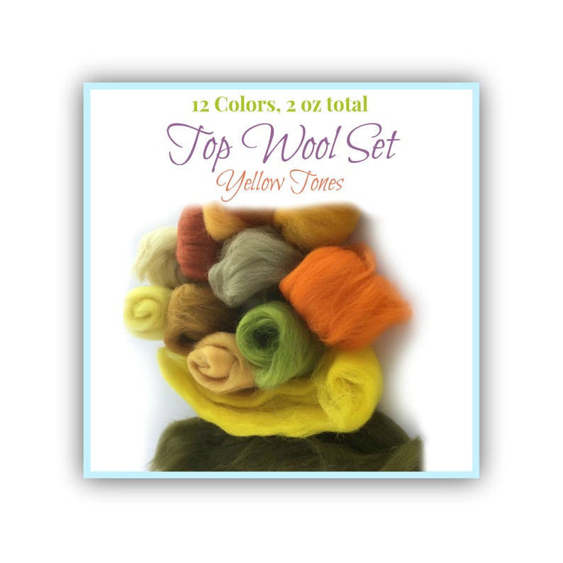 Yellow Wool Set 12 colors of South American Merino Wool | Etsy