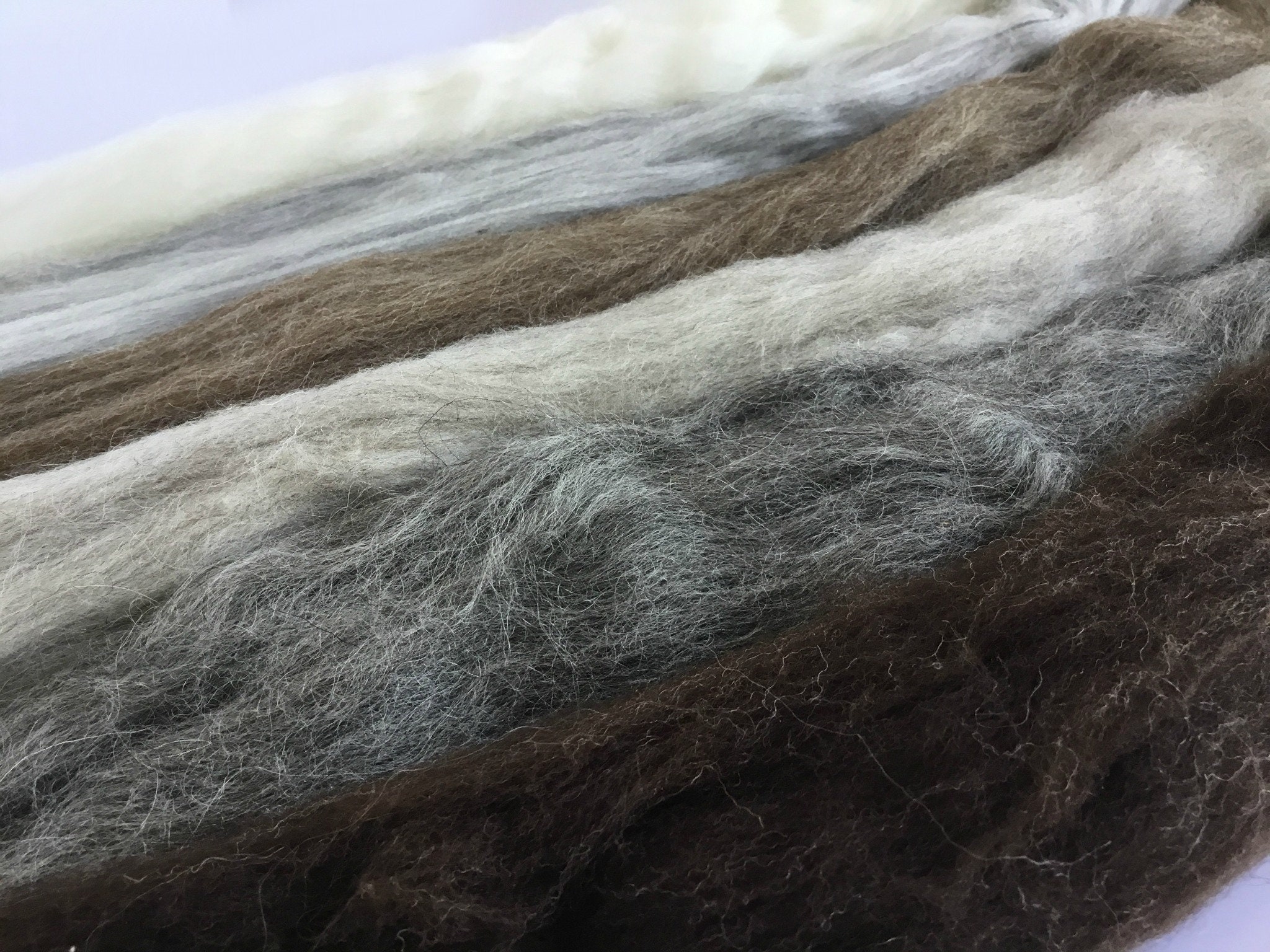 Undyed Roving Natural Wool Set Needle Felting Kit Carded & - Etsy