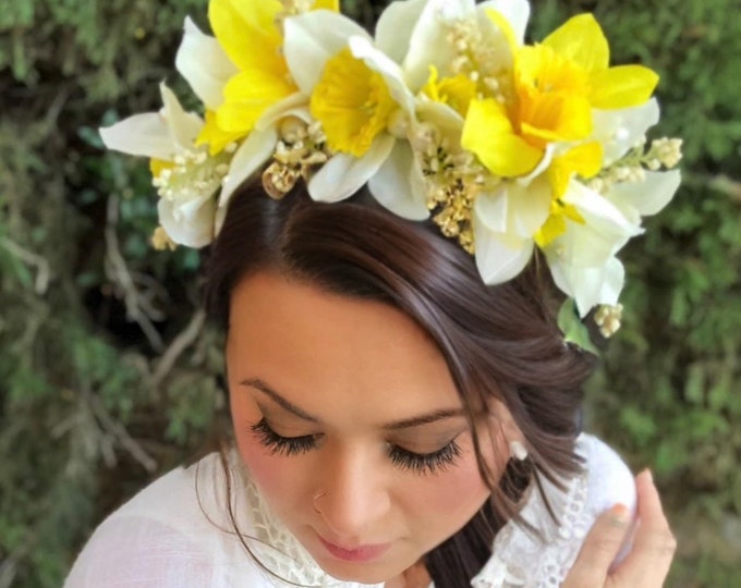 Daffodil Flower Crown, Yellow Spring Flower Crown, Easter Crown, Easter ...