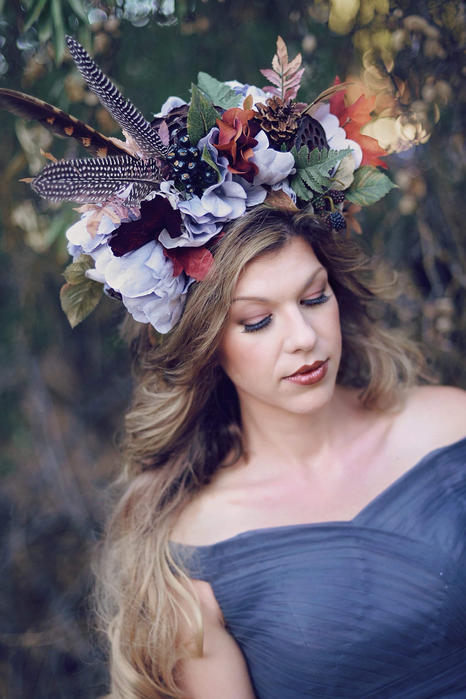 Woodland Flower Crown, Fairy Crown, Autumn Leaf Headpiece, Fall Flower ...
