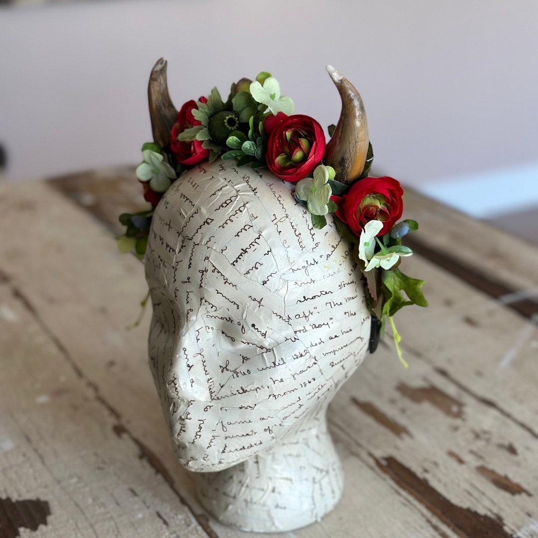 Rose Dragon Horns Ram Crown Satyr Costume Horns Gothic Rose - Etsy