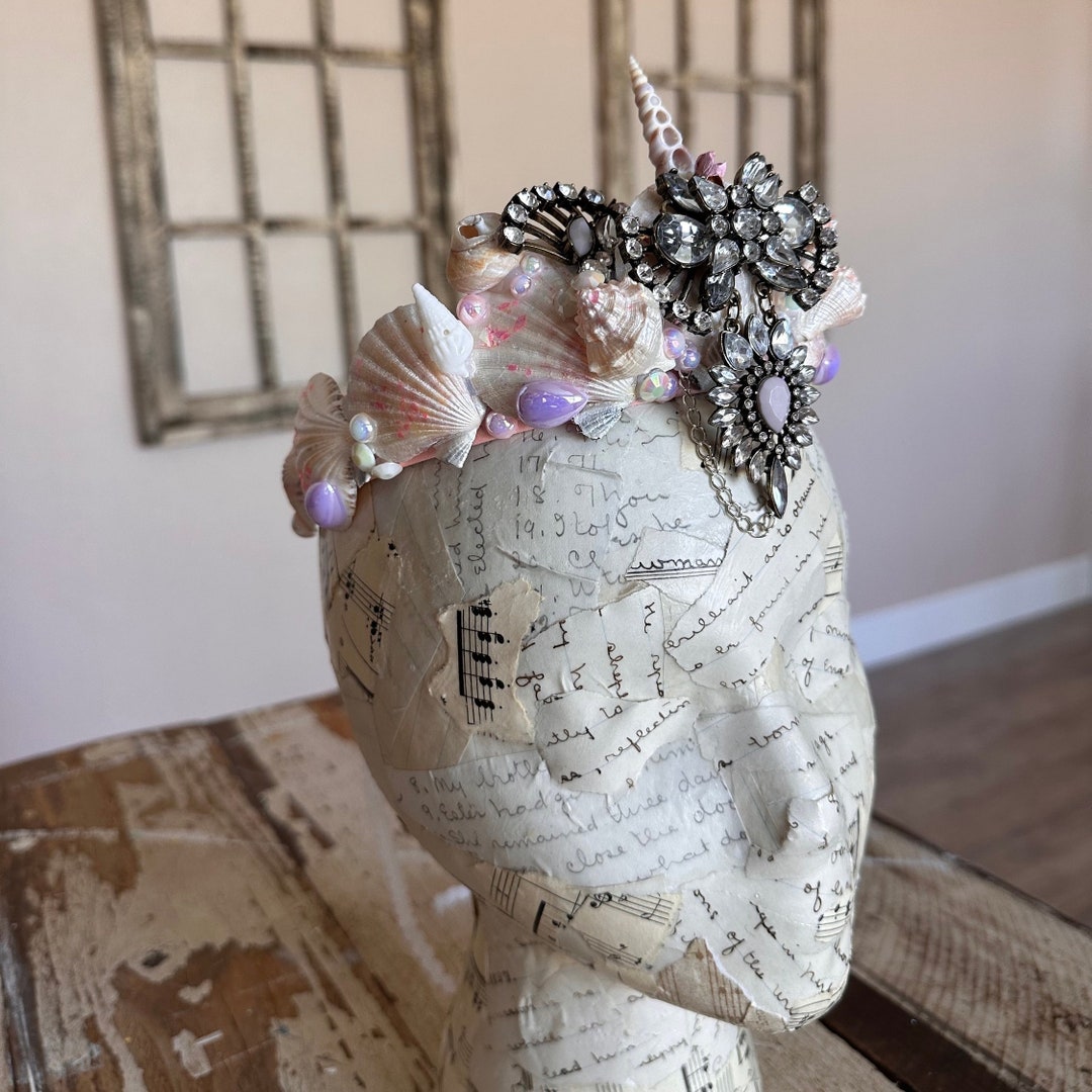Pink Fantasy Mermaid Crown, Blush and White Seashell Crown, Sea Queen ...