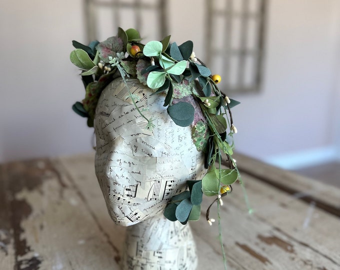 Green Leaf Crown, Fairy Crown, Woodland Eucalyptus Headpiece, Greenery ...