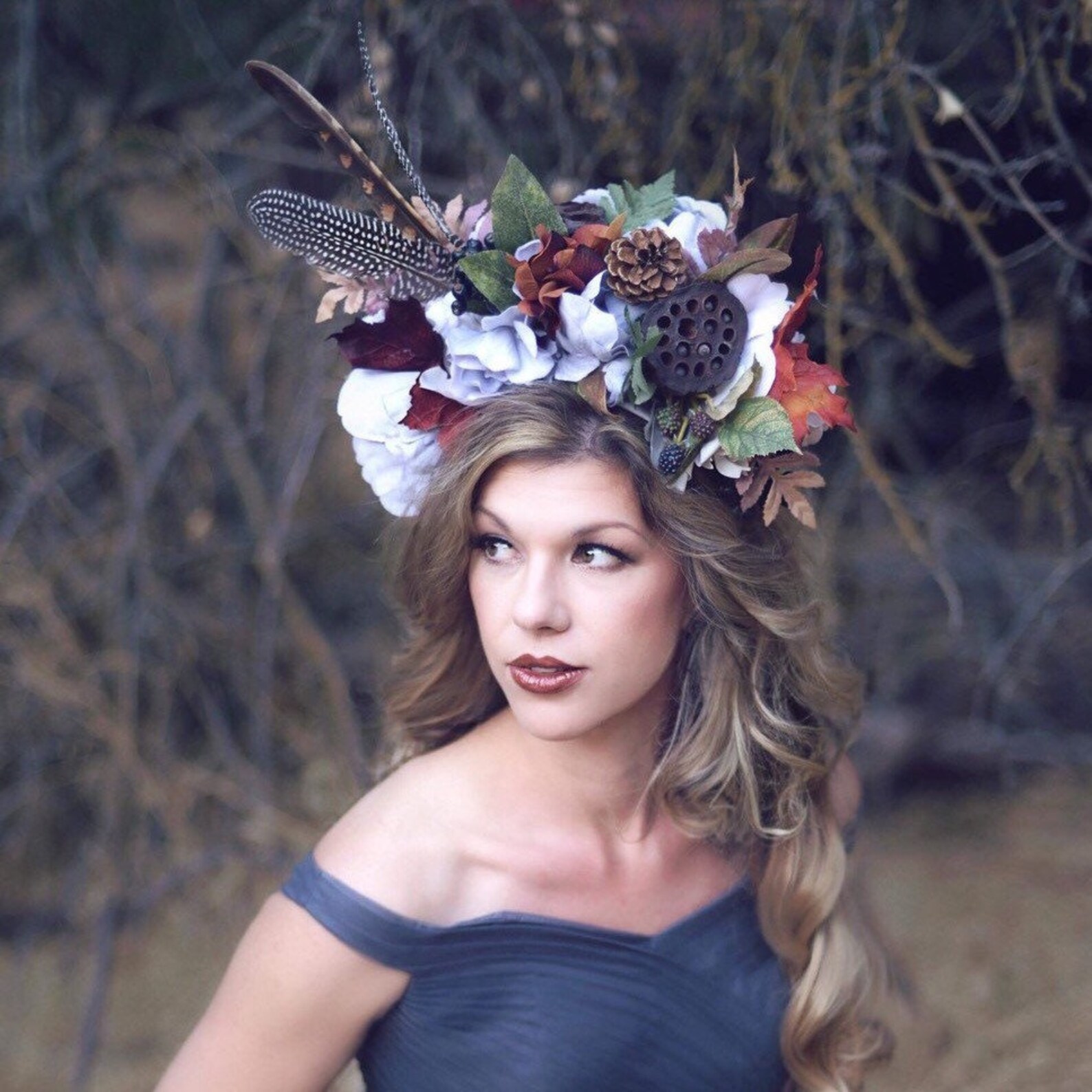 Woodland Flower Crown, Fairy Crown, Autumn Leaf Headpiece, Fall Flower ...