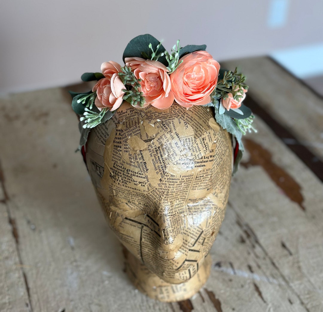 Peach Cabbage Rose Crown, Spring Halo, Easter Flower Crown - Etsy