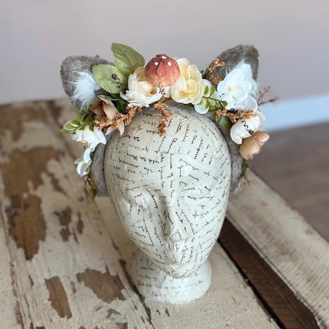 Fox Ears, Woodland Creature Costume, Gray Fox Headpiece, Wolf Ear ...