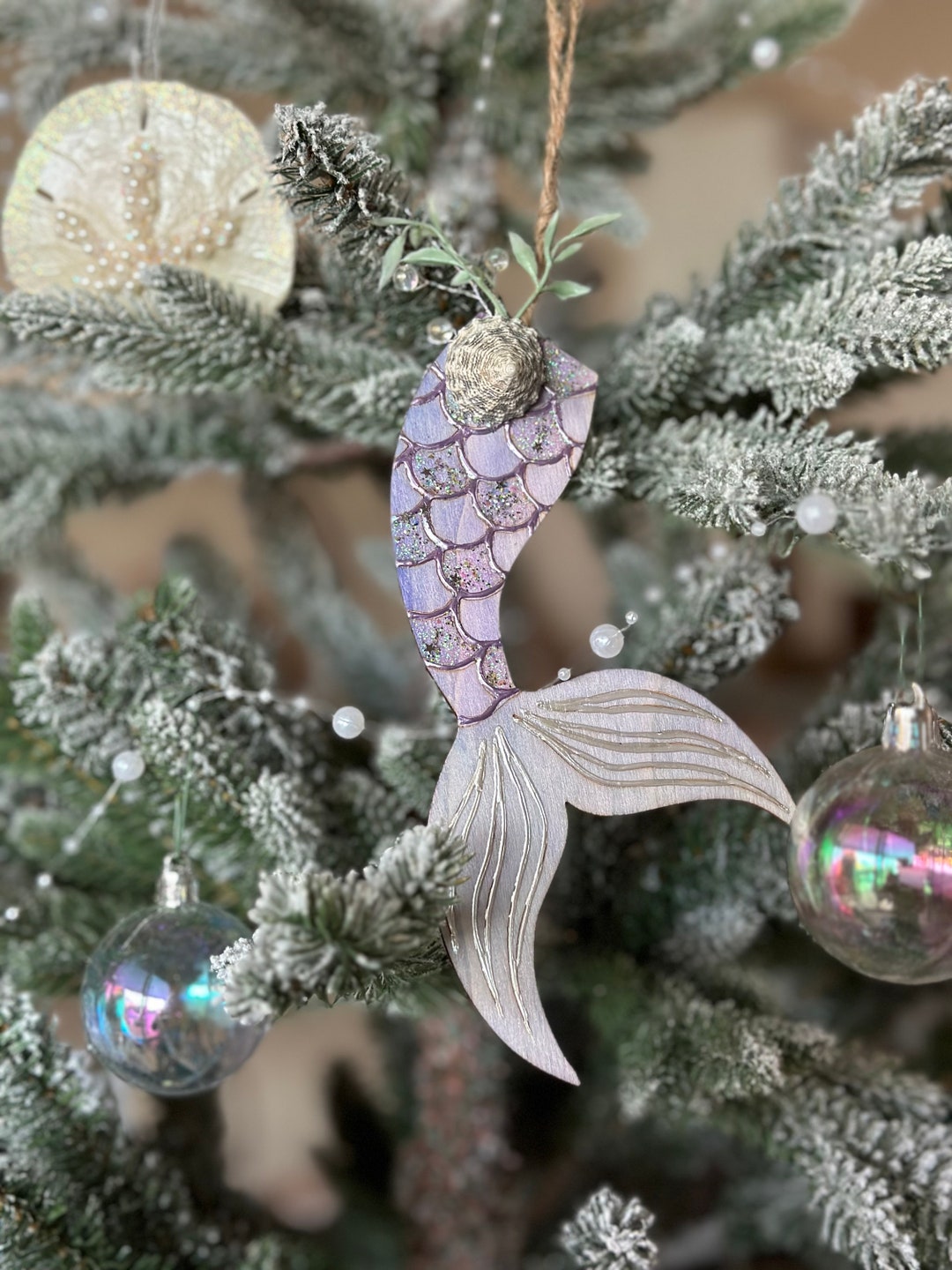 Mermaid Ornaments, Seashell Mermaid Tail Christmas Tree Ornaments ...