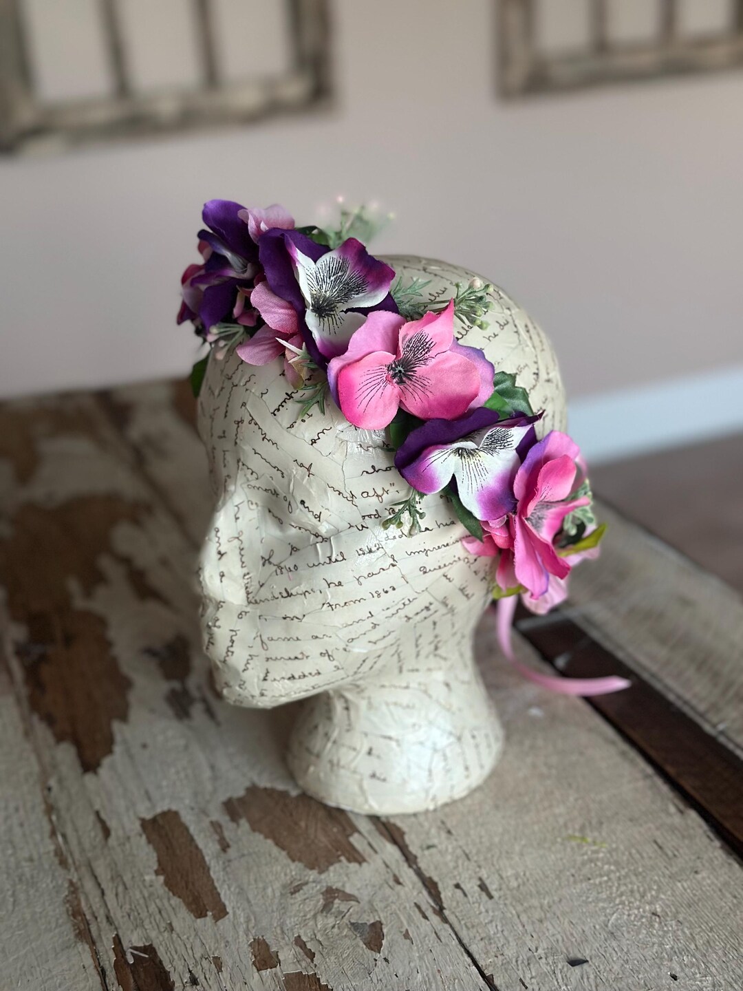 CLEARANCE Pink Pansy Crown, Cottagecore, Purple Pansy Headpiece, Fairy ...