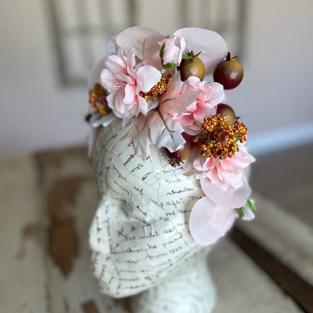 Blush Autumn Headdress, Woodland Leaf Crown, Fall Fairy Crown, Pastel ...