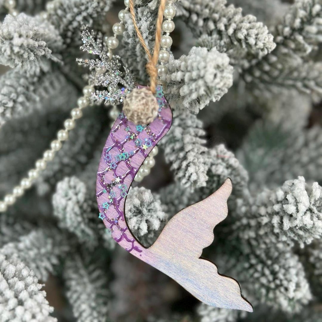Mermaid Ornaments, Seashell Mermaid Tail Christmas Tree Ornaments ...