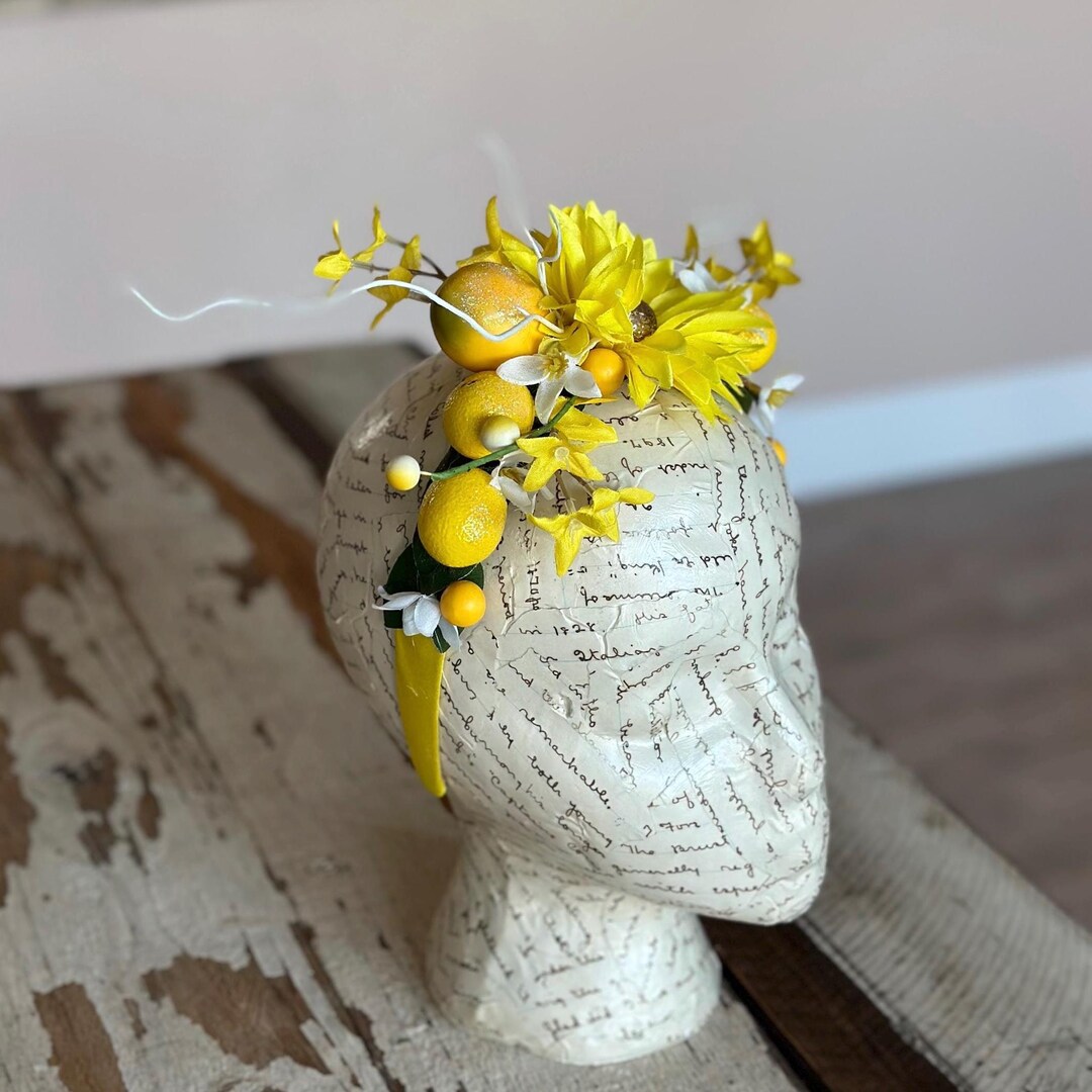 Sugared Lemon Flower Crown, Citrus Headpiece, Sunflower Lemon ...
