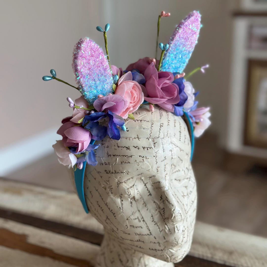 Pastel Easter Bunny Ears, Spring Rabbit Ears, Flower Crown, Easter ...