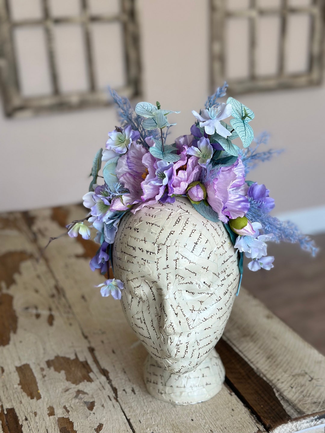 Blue Fairy Crown, Bridgerton Ball, Fairycore Headdress, Woodland Pixie Headpiece, Cottagecore ...