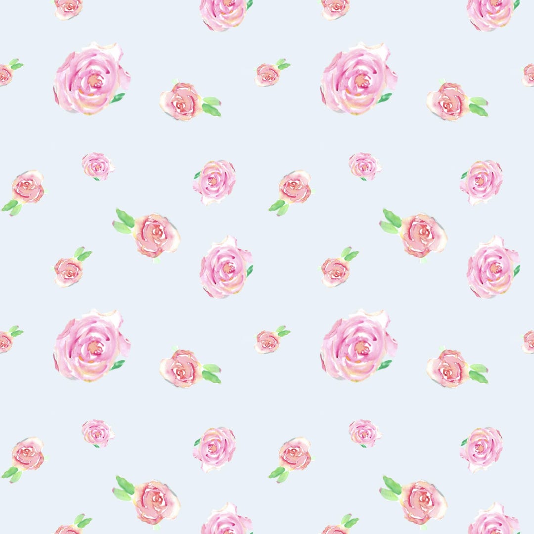 Blush Garden Soft Scatter Pink Roses Watercolor Seamless Pattern - Soft ...