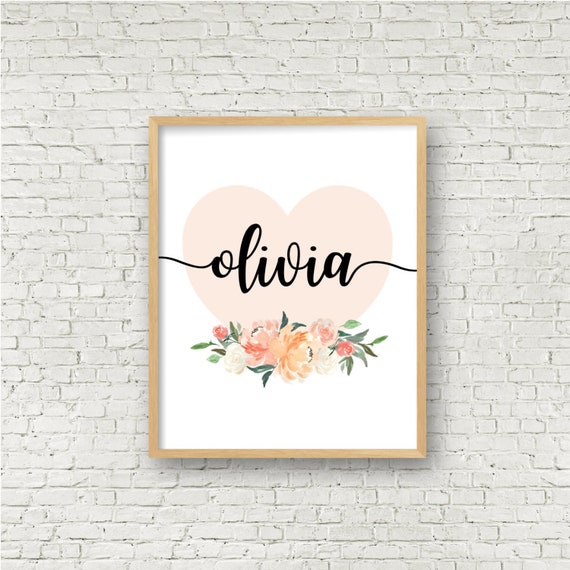 CUSTOM Baby Girl Name Print // Printable Wall Art // Instant - Etsy