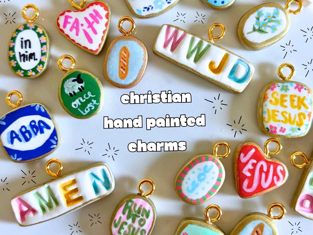 Hand-painted Christian Charms | Polymer Clay Charms | Religious ...