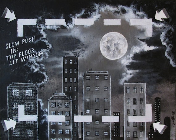 Original Art Film Noir Storyboard Art Cityscape Acrylic on | Etsy