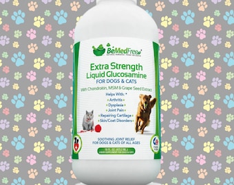 Bemedfree.com Liquid Glucosamine for Dogs & Cats, Hip and Joint Pain ...