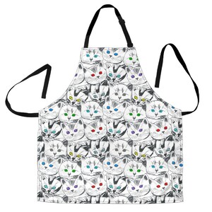 Cats Galore Cooking Apron white Perfect Gift for All Cat Lovers Who ...
