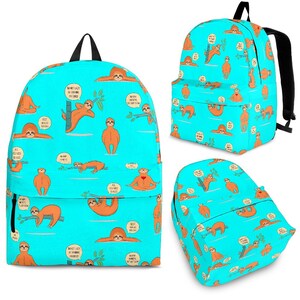 Wildlife Collection Lazy Sloths cyan Backpack for Kids, Teens, and ...
