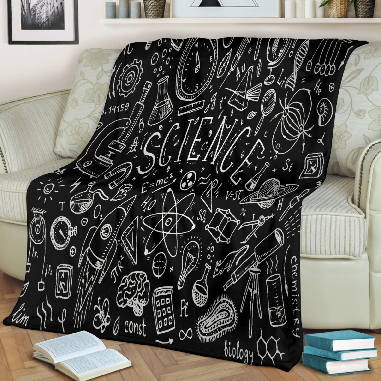 Science Chalkboard Design 1 Fleece Throw Blanket black - Etsy