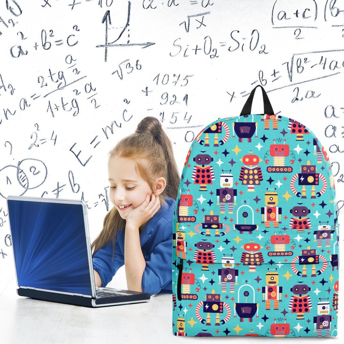 Retro Robots Backpack for Kids Teens and Adults sky Blue - Etsy