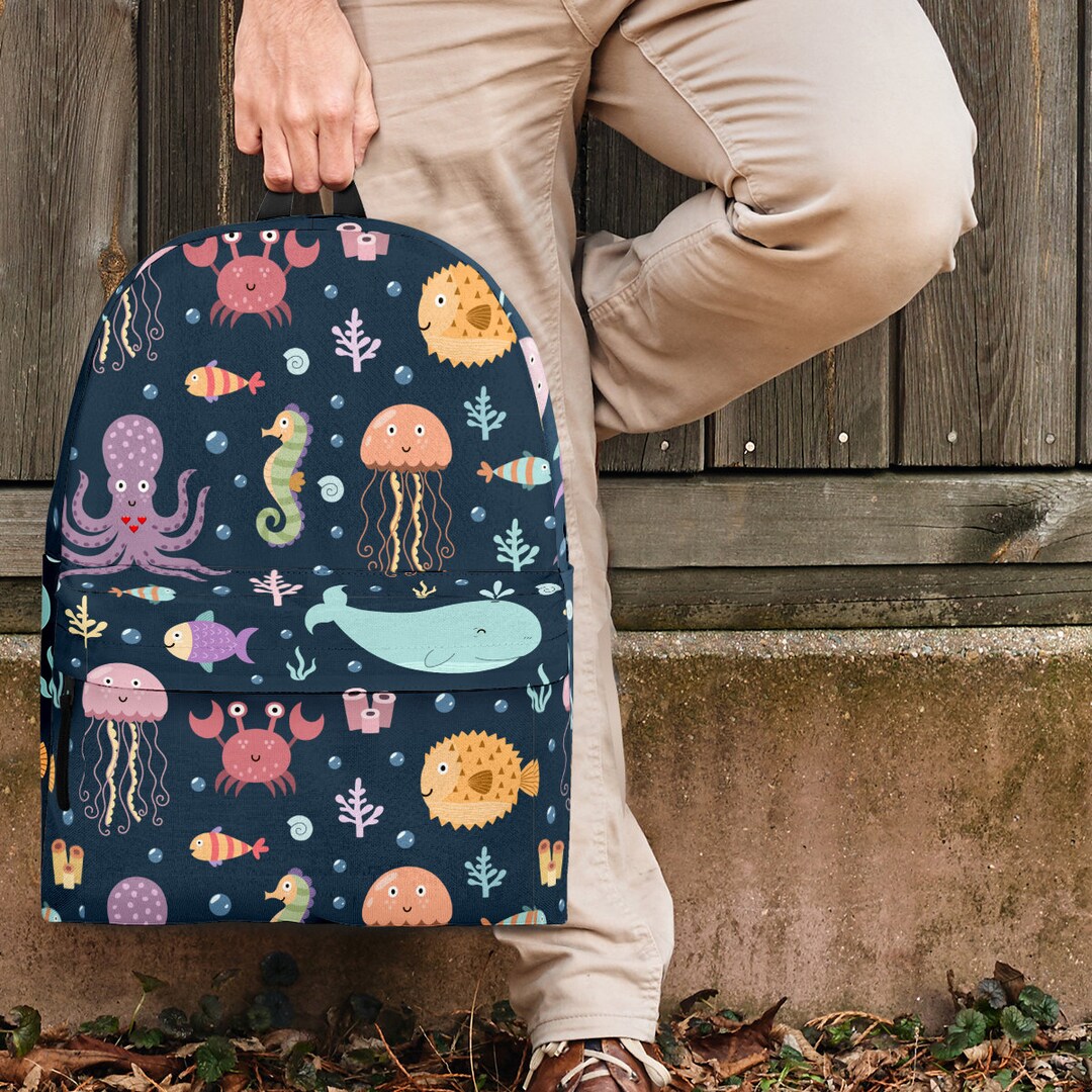 Sea Life Collection Backpack dark Blue for Kids, Teens, and Adults Gift ...