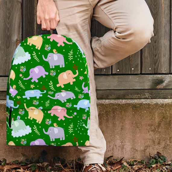 Wildlife Collection Elephants green Backpack for Kids | Etsy