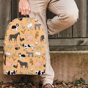 Farm Animals Design 1 Backpack for Kids, Teens, and Adults light Orange ...