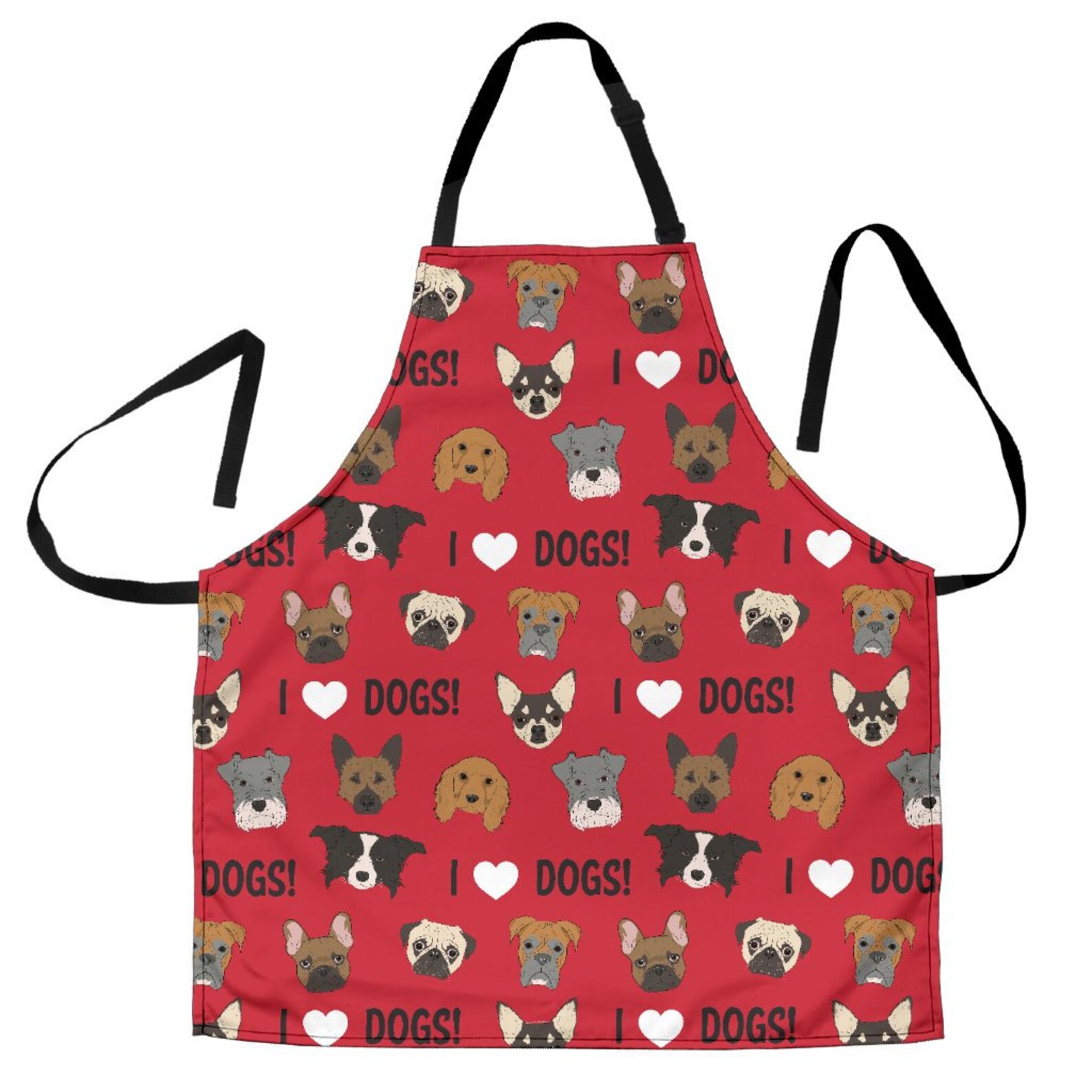 I Love Dogs Cooking Apron red Perfect Gift for All Dog - Etsy