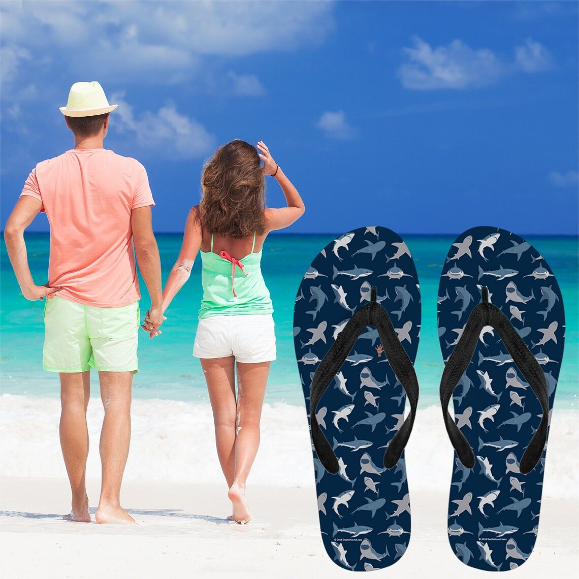 Great White Shark Flip-flops for Men & Women design 1 - Etsy