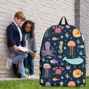 Sea Life Collection Backpack dark Blue for Kids, Teens, and Adults Gift ...