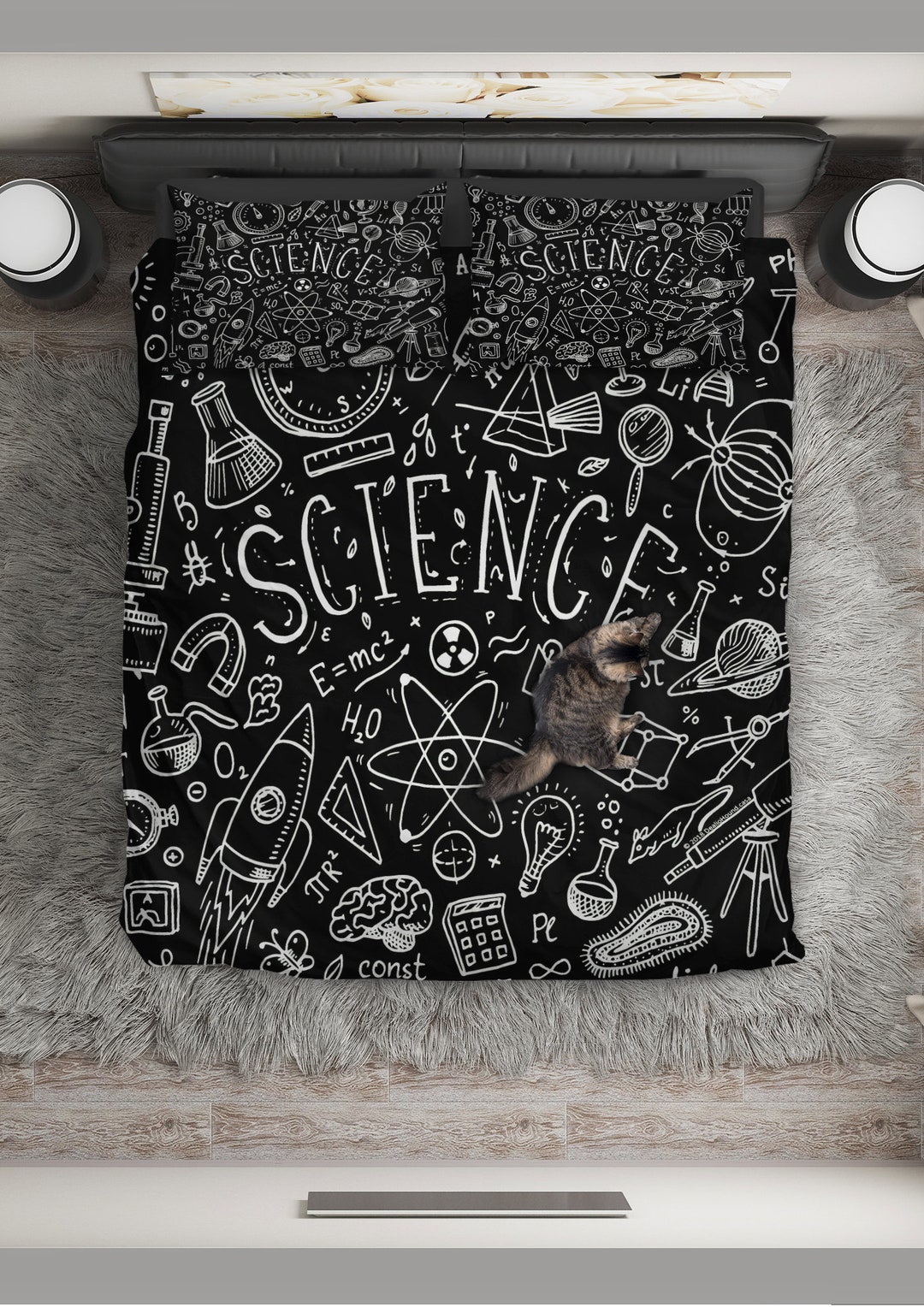 Science Chalkboard Bedding Set With Duvet Cover and 2 Pillow - Etsy