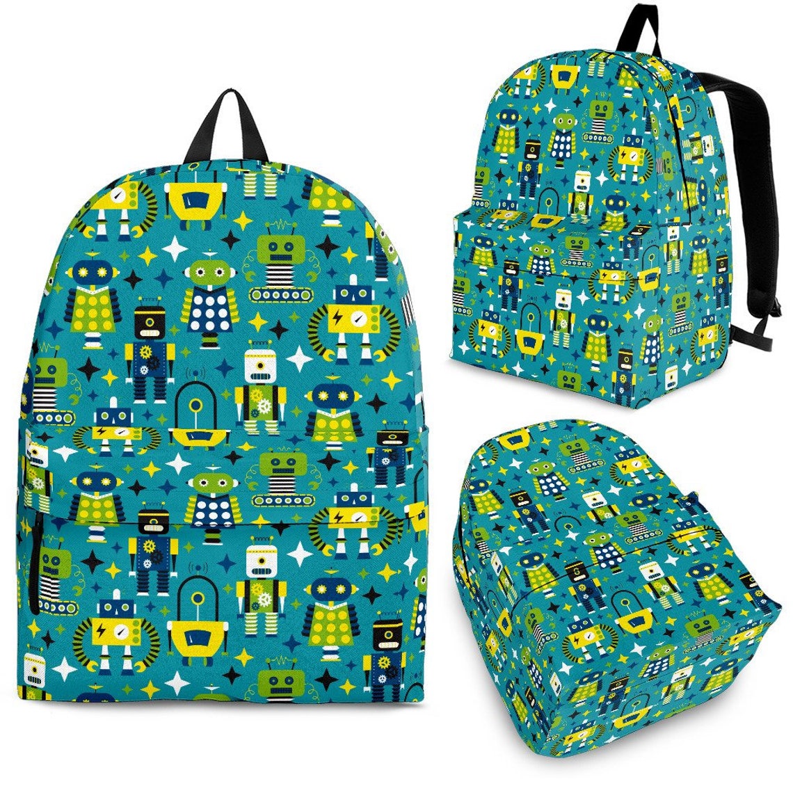 Retro Robots Backpack for Kids Teens and Adults ocean Blue - Etsy