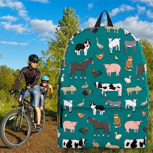 Farm Animals Design 1 Backpack for Kids, Teens, and Adults teal Great ...