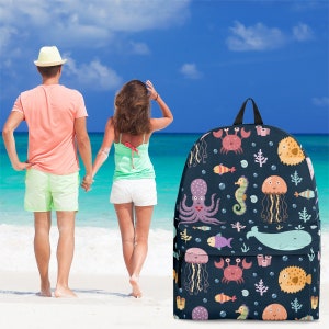 Sea Life Collection Backpack dark Blue for Kids, Teens, and Adults Gift ...
