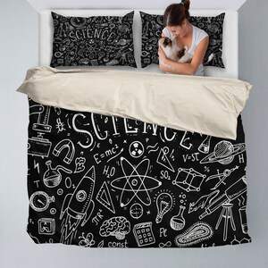 Science Chalkboard Bedding Set With Duvet Cover and 2 Pillow - Etsy