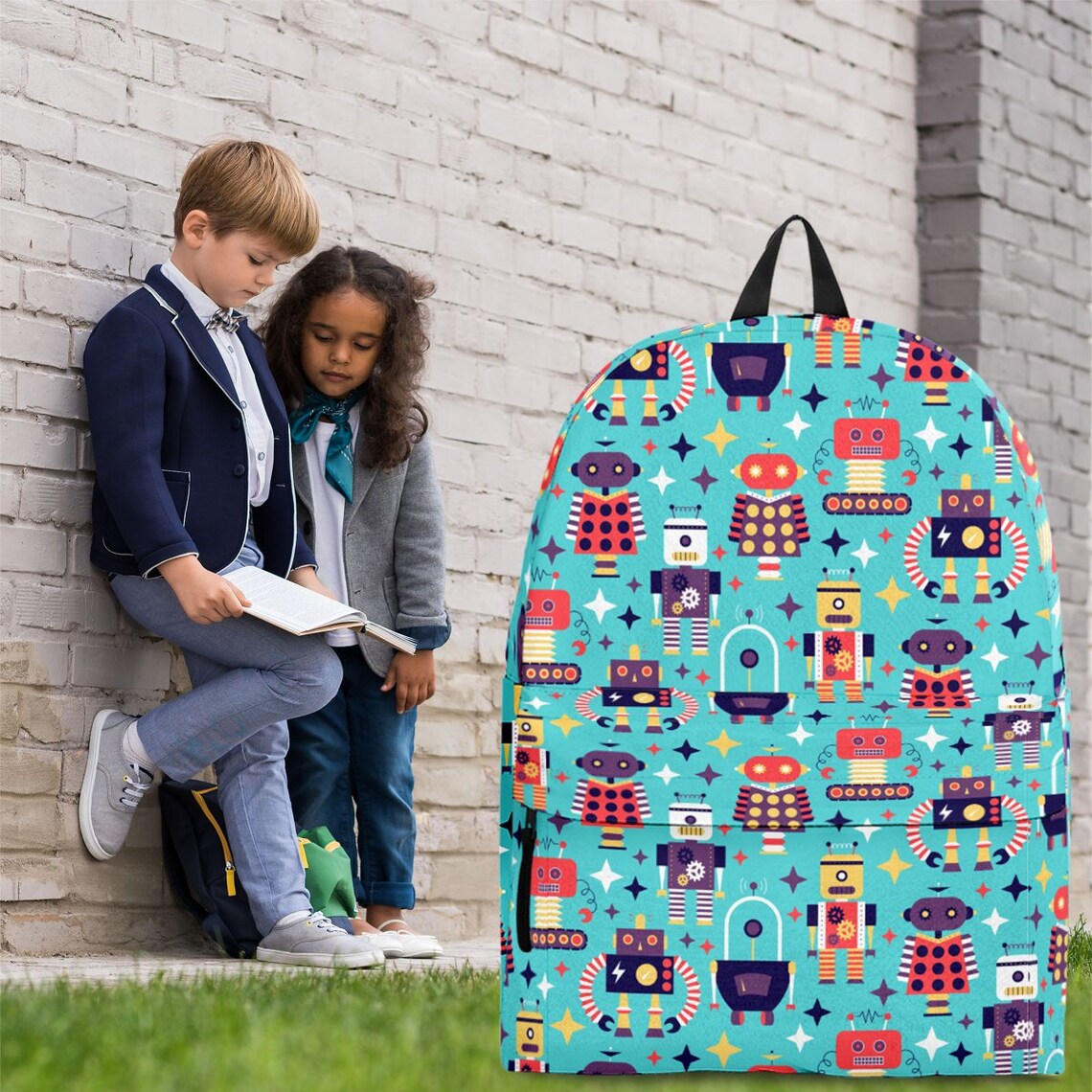 Retro Robots Backpack for Kids Teens and Adults sky Blue - Etsy